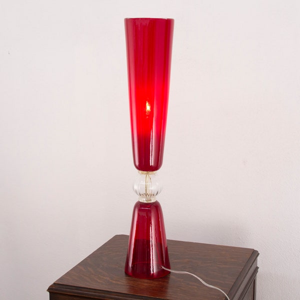 Red Glass Lamp - Etsy