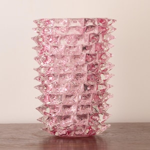 Rostrato Vase Made of Authentic Venetian Pink and Clear Murano Glass ...