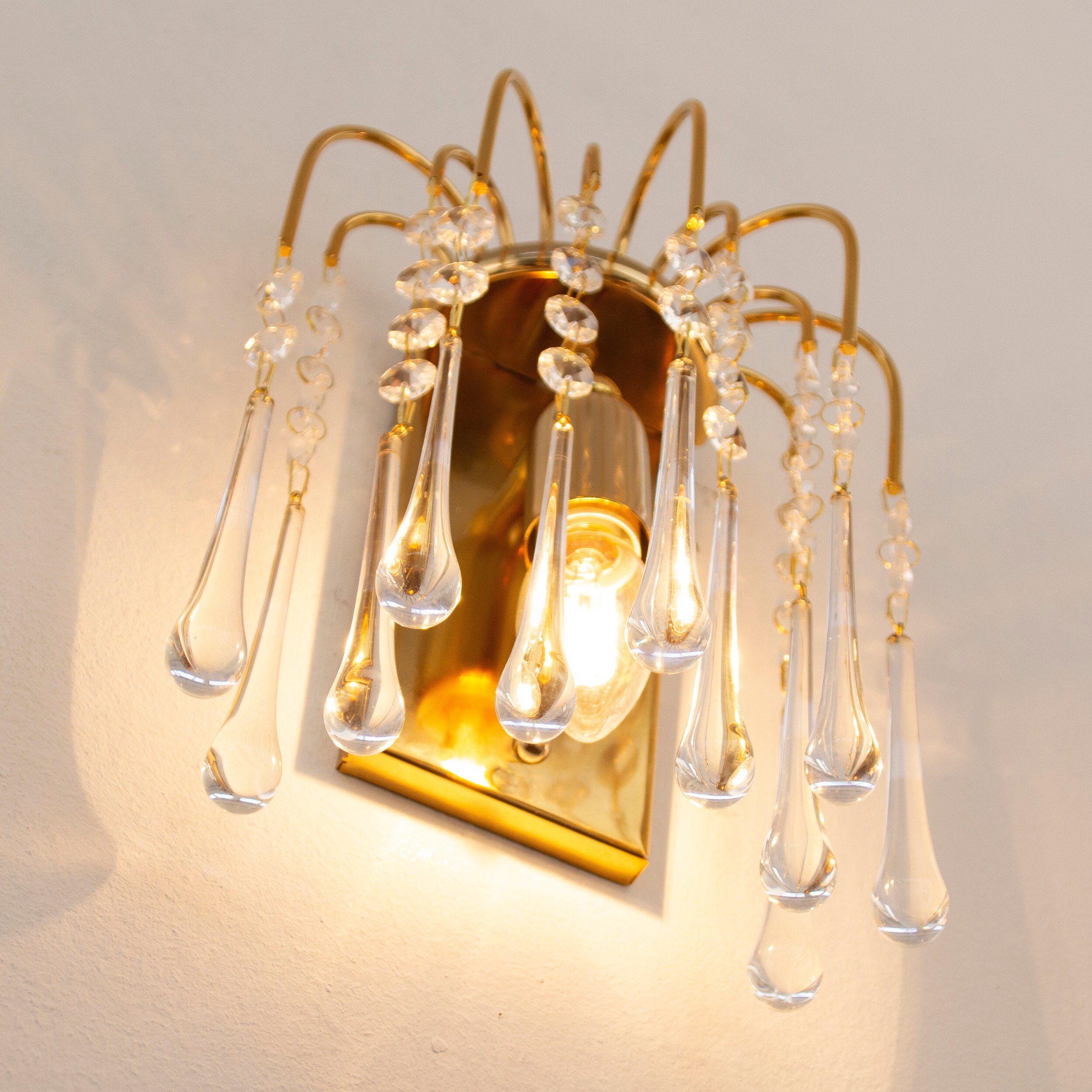 Set of 2 Rain Wall Sconce, Cascade of Crystals and Drops in Murano ...