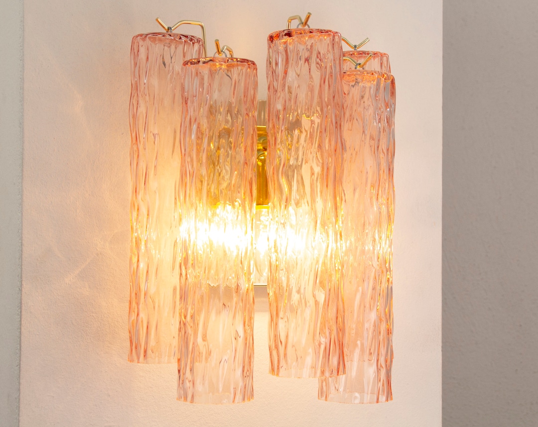 Wall Sconce With Murano Glass Decorated Pink Color Made in - Etsy