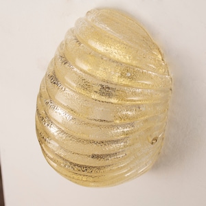 Set of 2 Murano Glass Shell Wall Sconce in Amber Colour With Brass ...