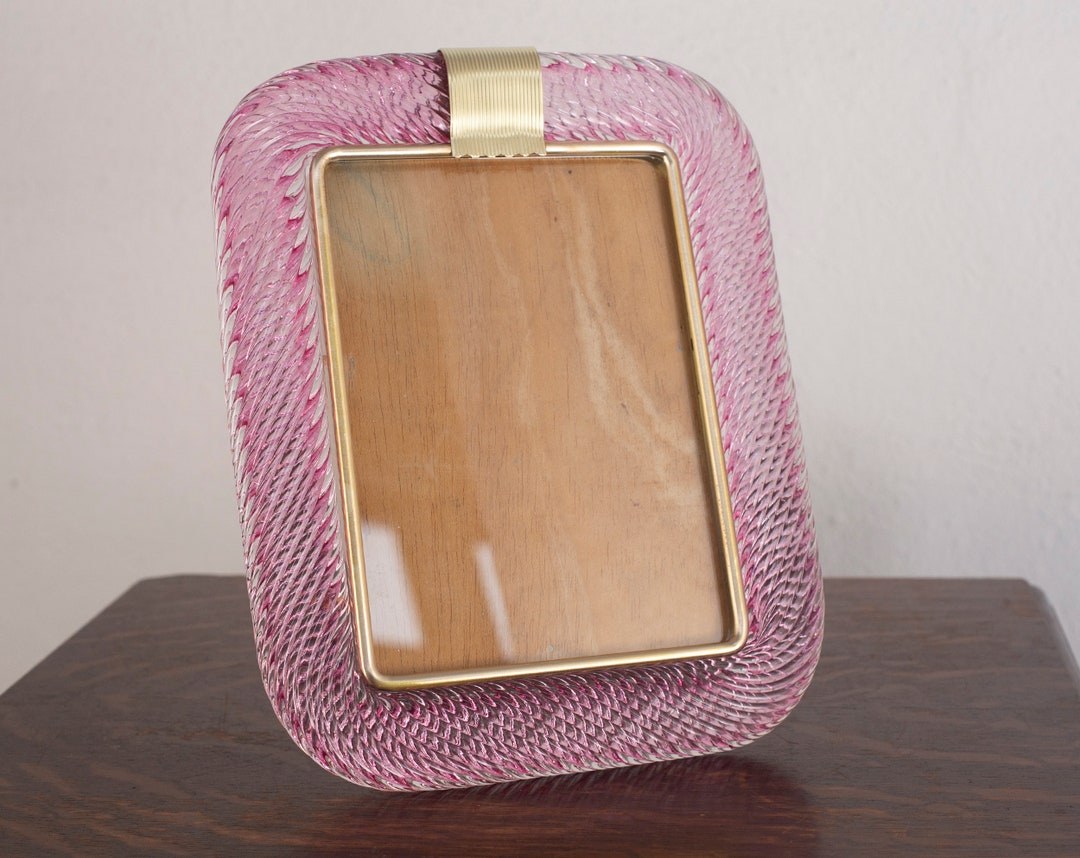 Large Original Murano Glass Picture Frame Clear and Pink Glass - Etsy