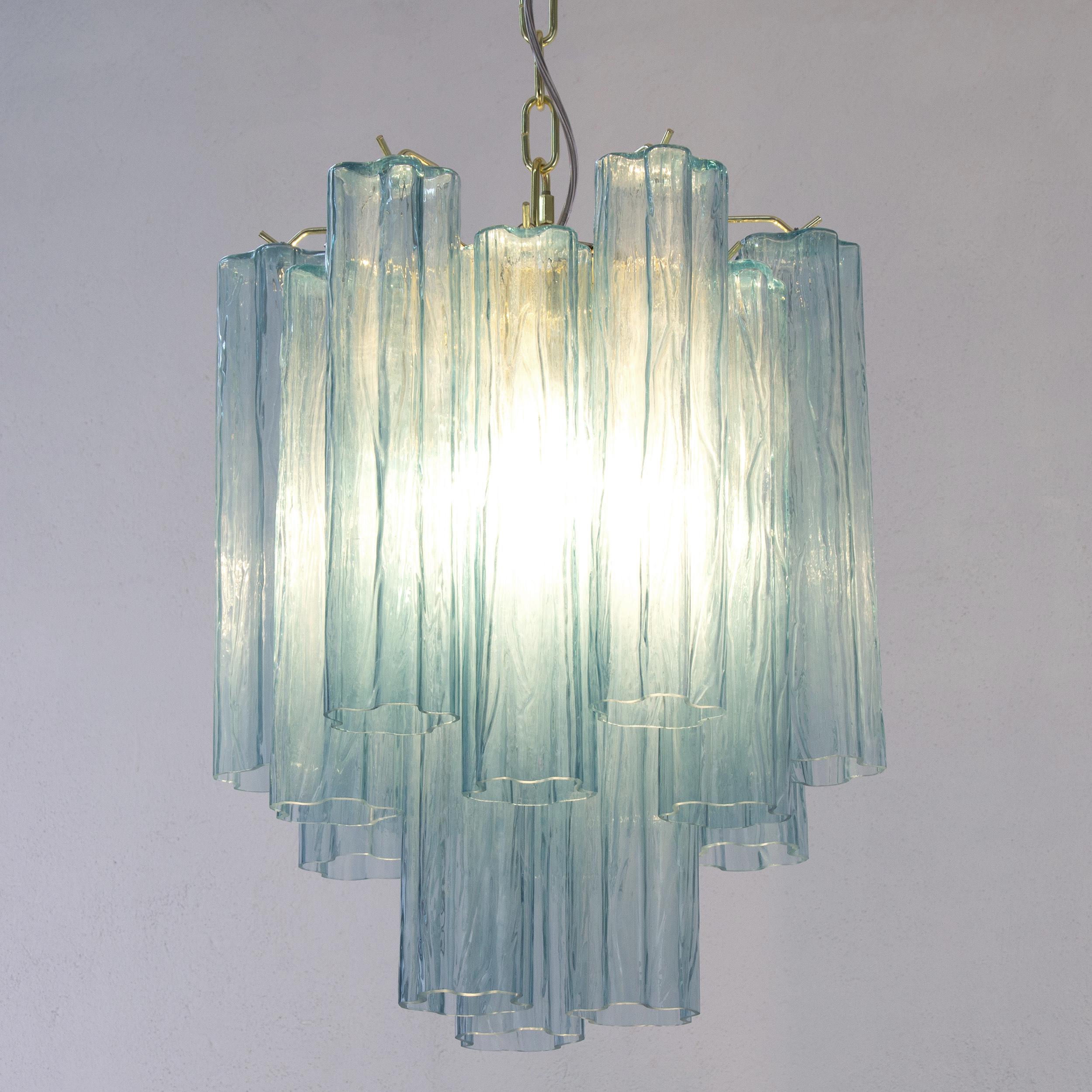 Murano Pendant Lighting Ø35 Cm - Blue Avio Glass Hand-blown Italy ...