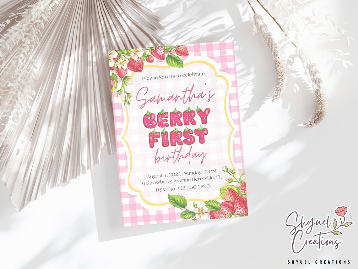 Berry First Birthday Invitation Berry 1st Birthday Invitation Party ...