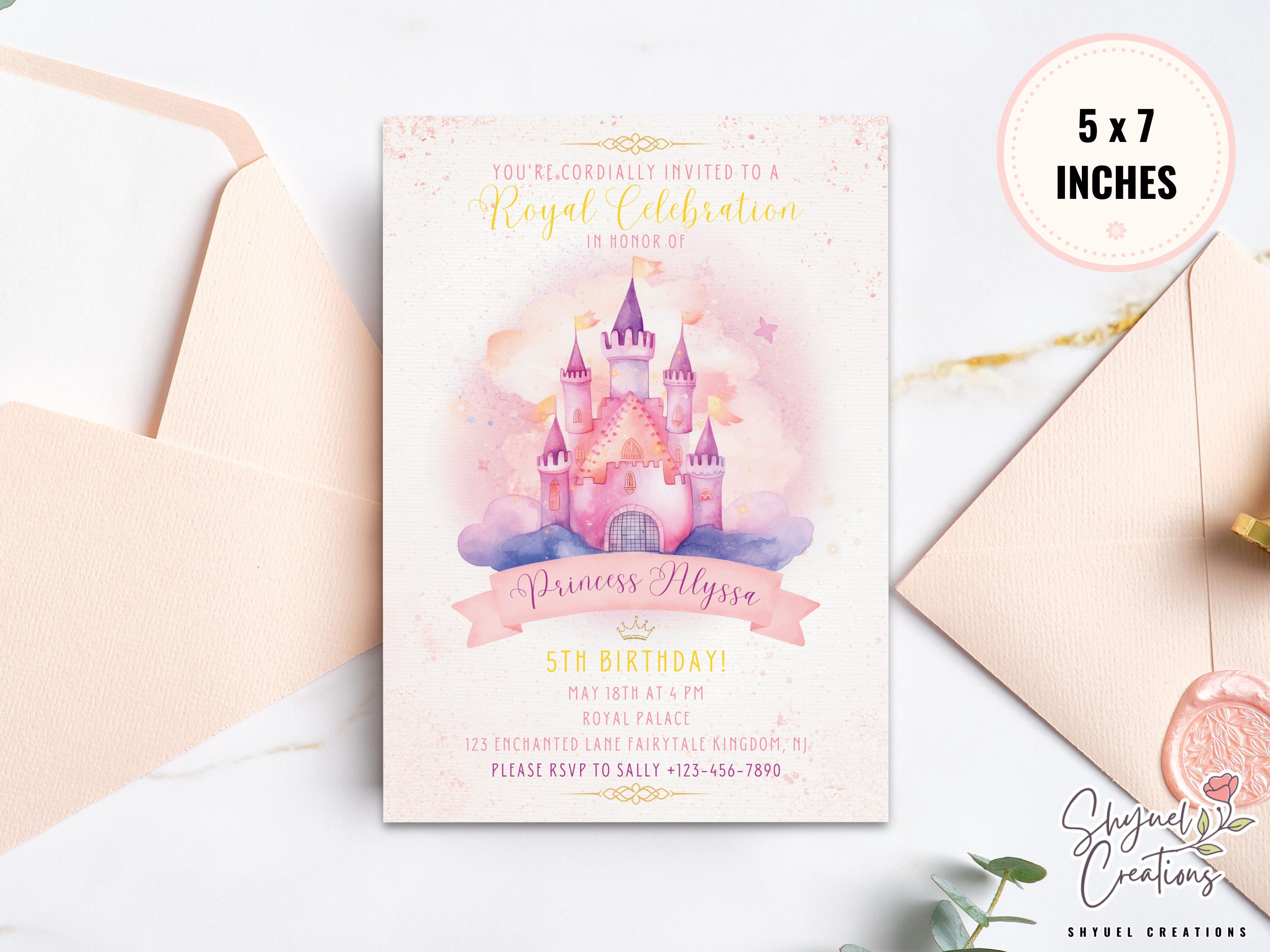 Princess Birthday Invitation Princess Party Invite Royal Princess ...