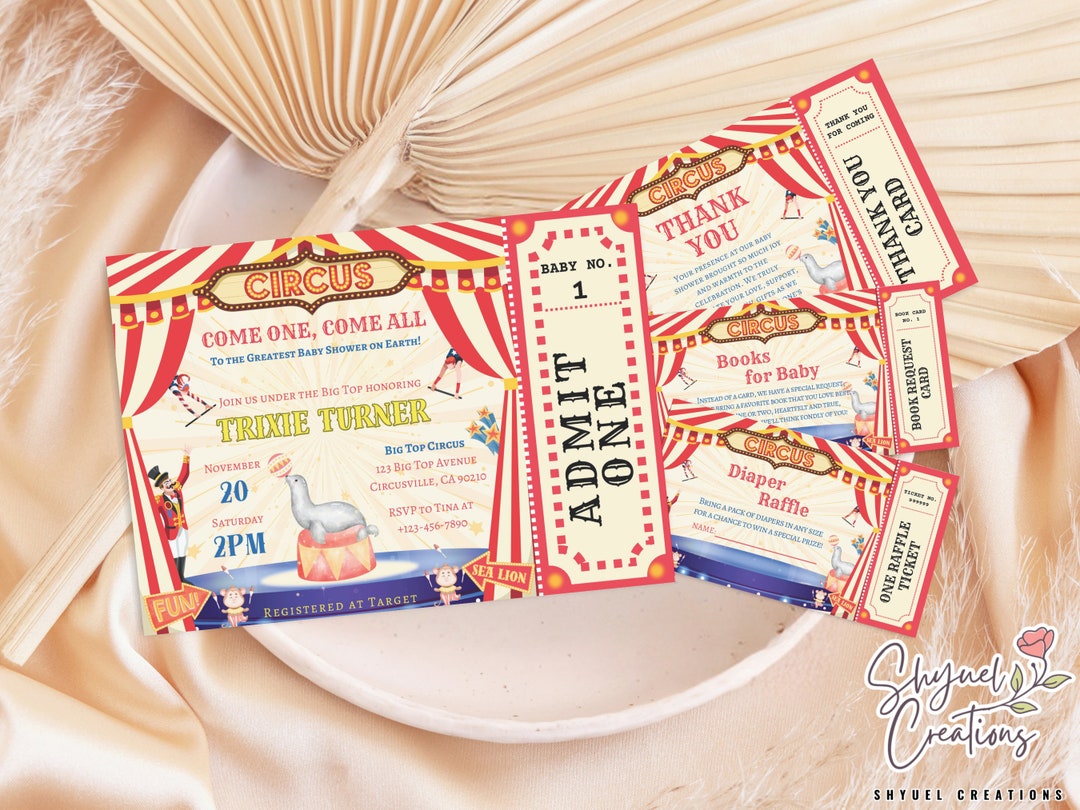 Circus Baby Shower Invitation Bundle Carnival Baby Shower Invitation ...
