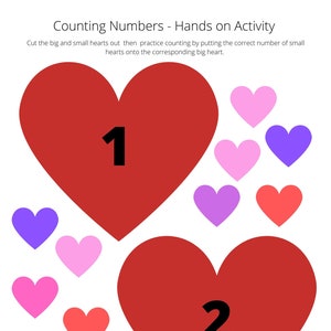 Counting 1-10 Valentines Hands on Activity - Etsy