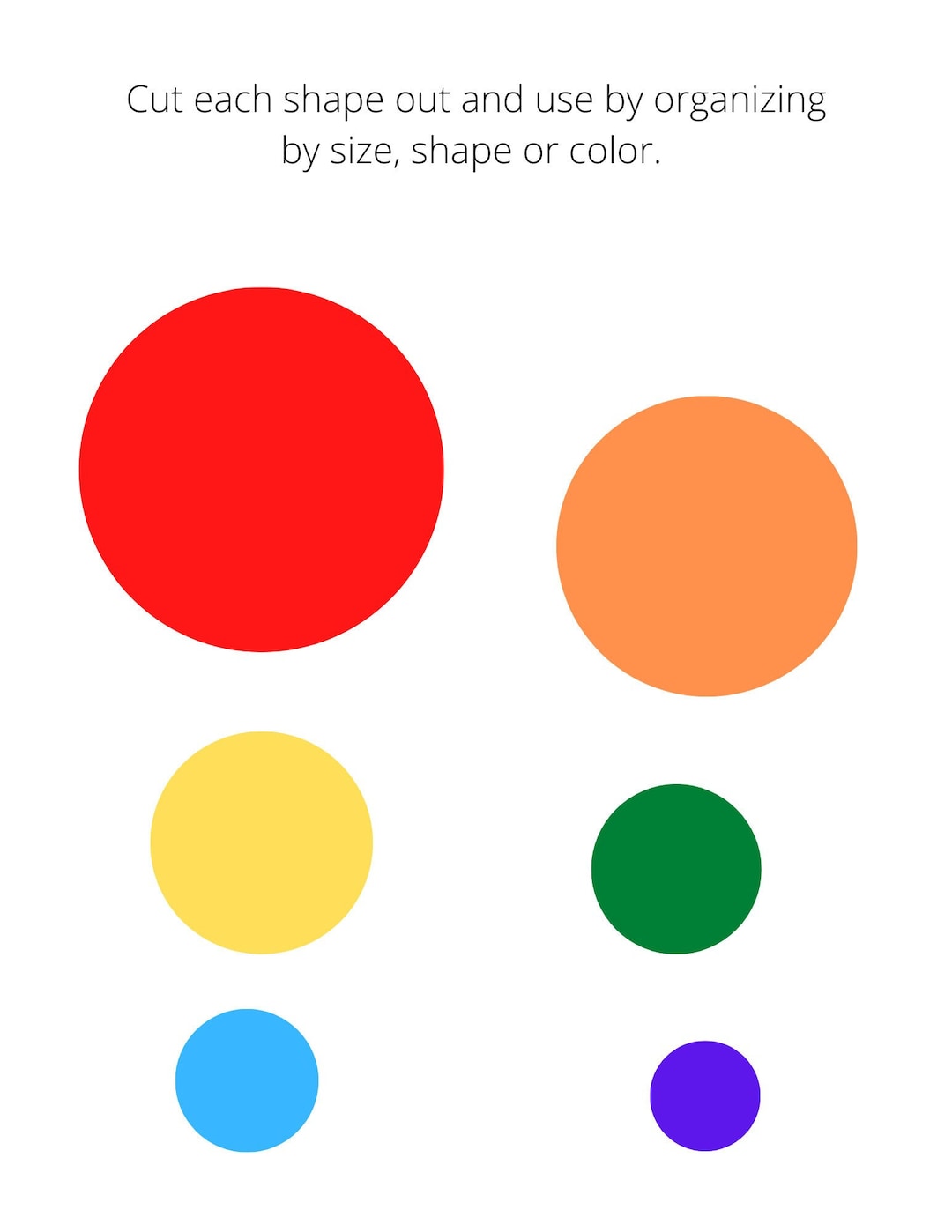 Shape Sorting Size and Color - Etsy