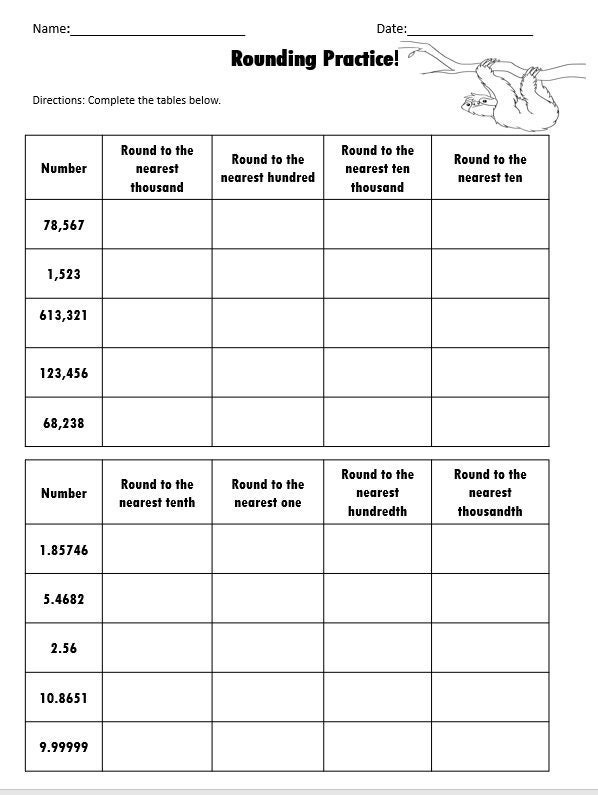 Rounding Practice Worksheet - Etsy