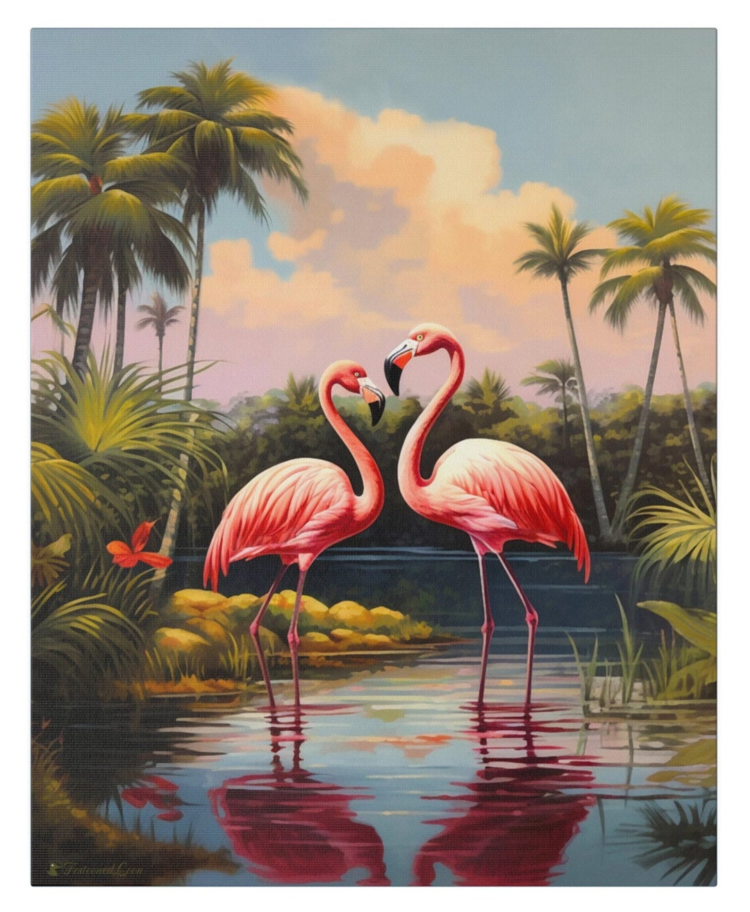 Canvas Print Retro Flamingos - Etsy