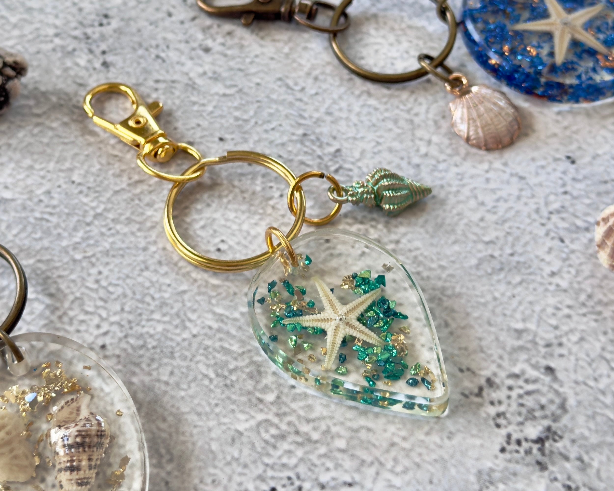 Beach Resin Keychain, Florida Souvenir, Gold Ocean Themed Gift, Coastal ...