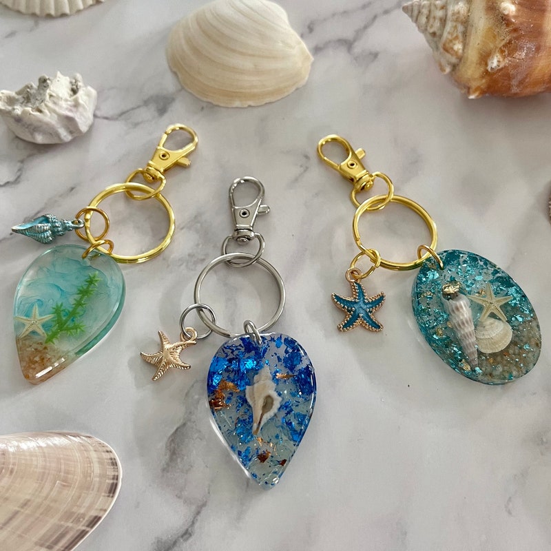 Resin Sea Shell Key Chain - Etsy