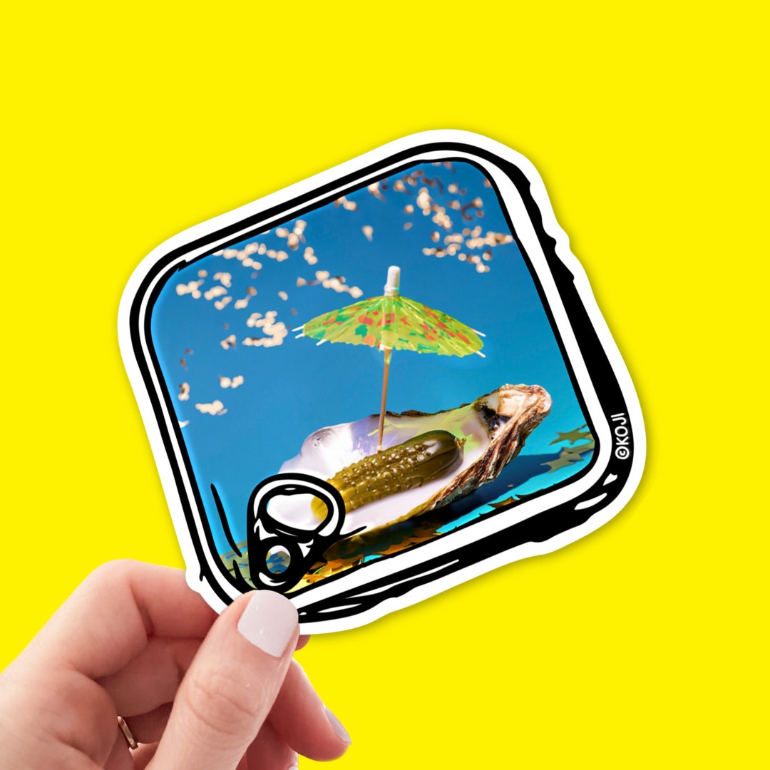 Surrealistic Fermentation Art Sticker Gherkin Pickle in Oyster Shell ...