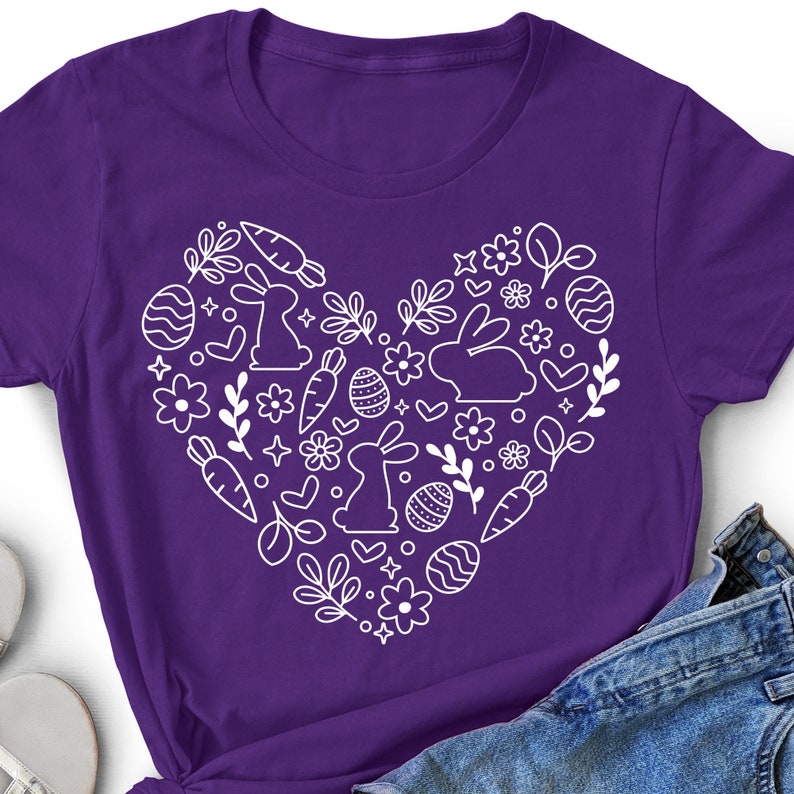 Easter Heart SVG, Easter Bunny Heart SVG, Floral Bunny Svg, Happy ...