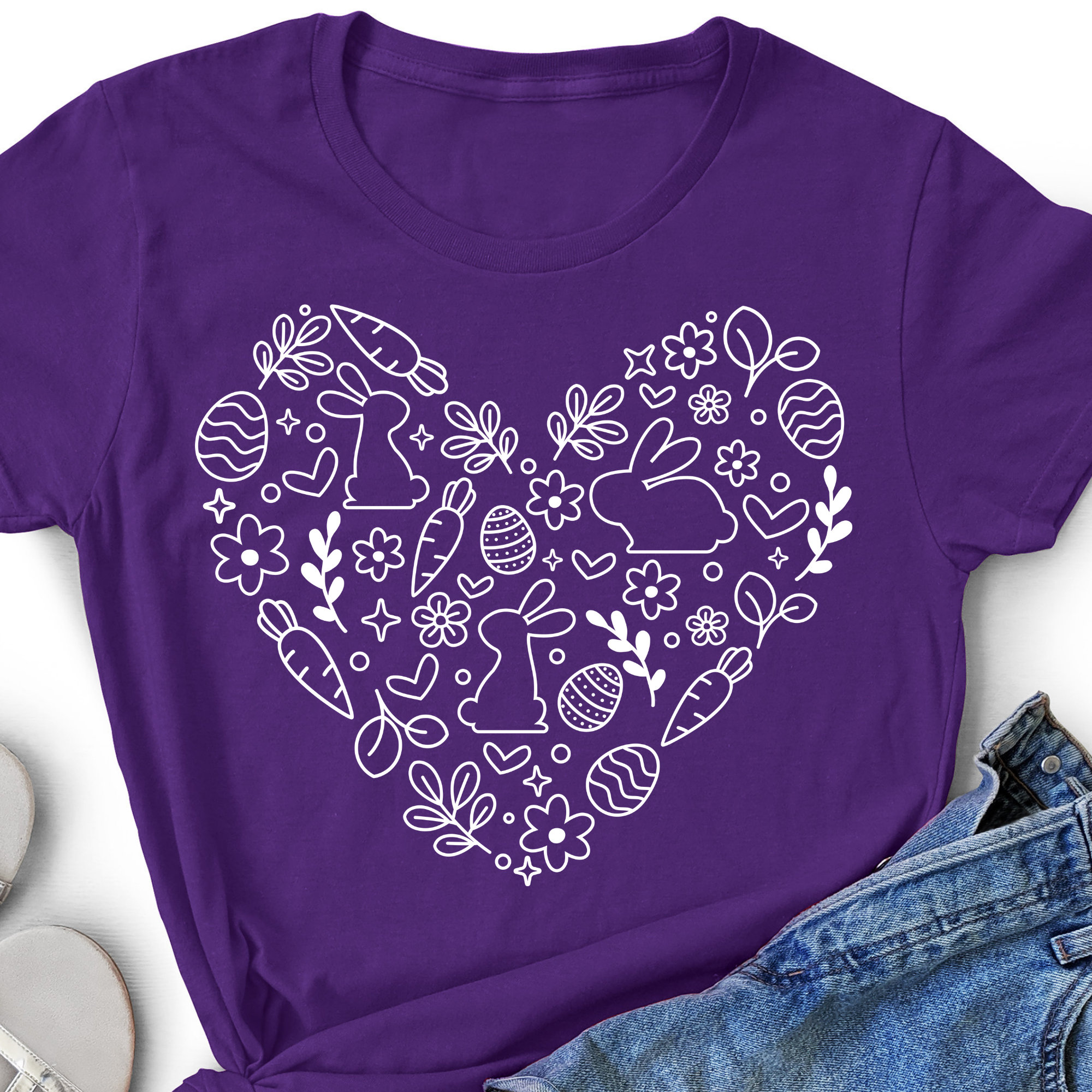 Easter Heart SVG, Easter Bunny Heart SVG, Floral Bunny Svg, Happy ...