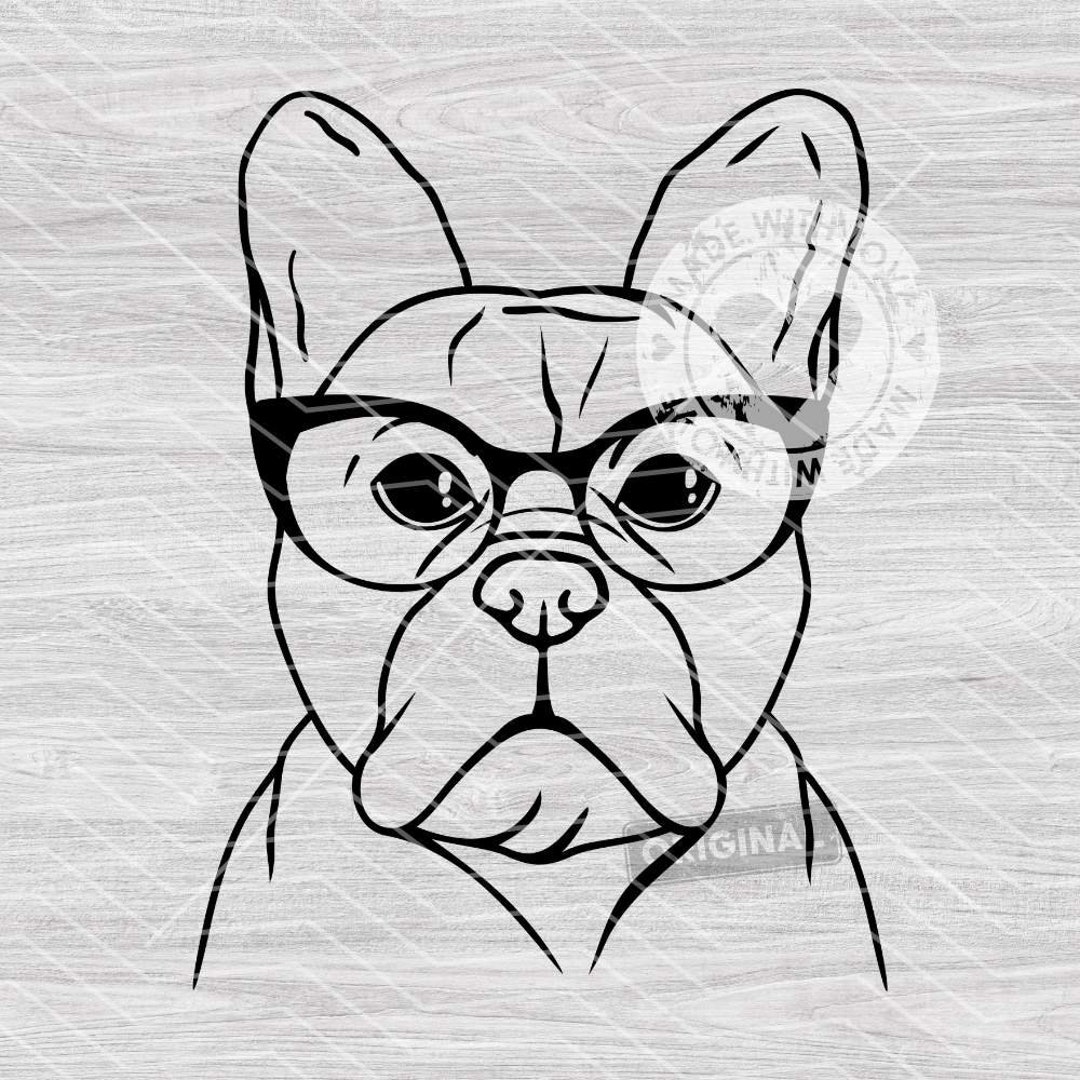 French Bulldog With Glasses SVG, Dog With Glasses Svg, Frenchie SVG ...