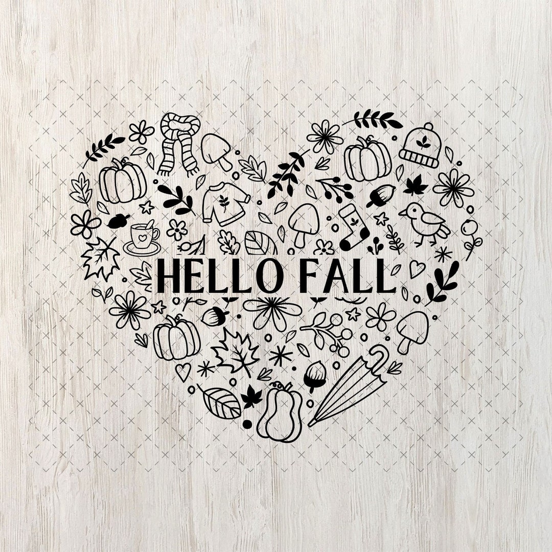 Fall Leaf Heart Svg, Fall SVG, Hello Fall Svg, Fall Heart SVG, Pumpkin ...