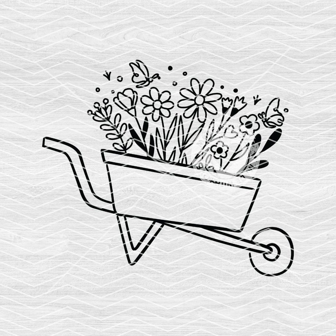 Floral Wheelbarrow SVG: Wildflower Garden Design (digital Download) - Etsy