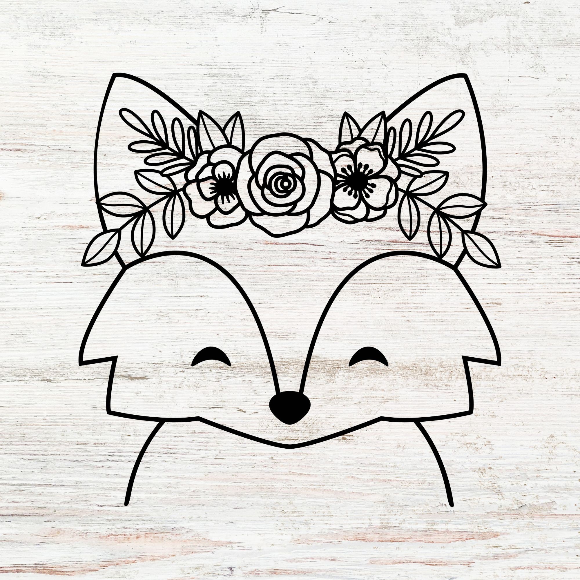 Fox SVG, Fox With Flower Crown Svg, Baby Fox SVG, Fox Svg File, Floral ...