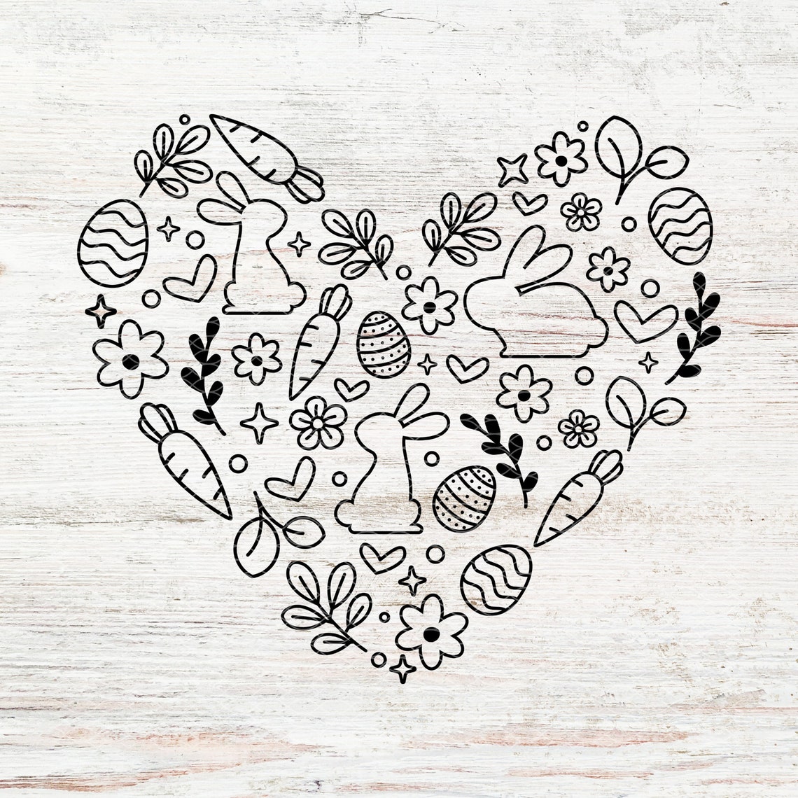 Easter Heart SVG, Easter Bunny Heart SVG, Floral Bunny Svg, Happy ...