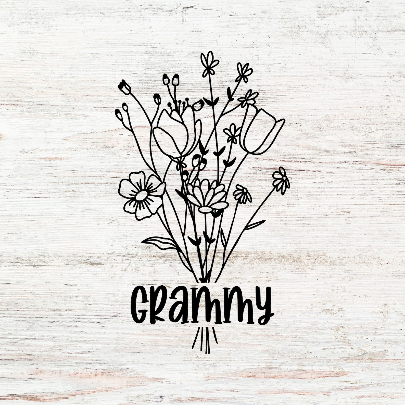 Grammy SVG Design, Grammy Cut File, Grammy SVG, Wildflower Bouquet SVG ...