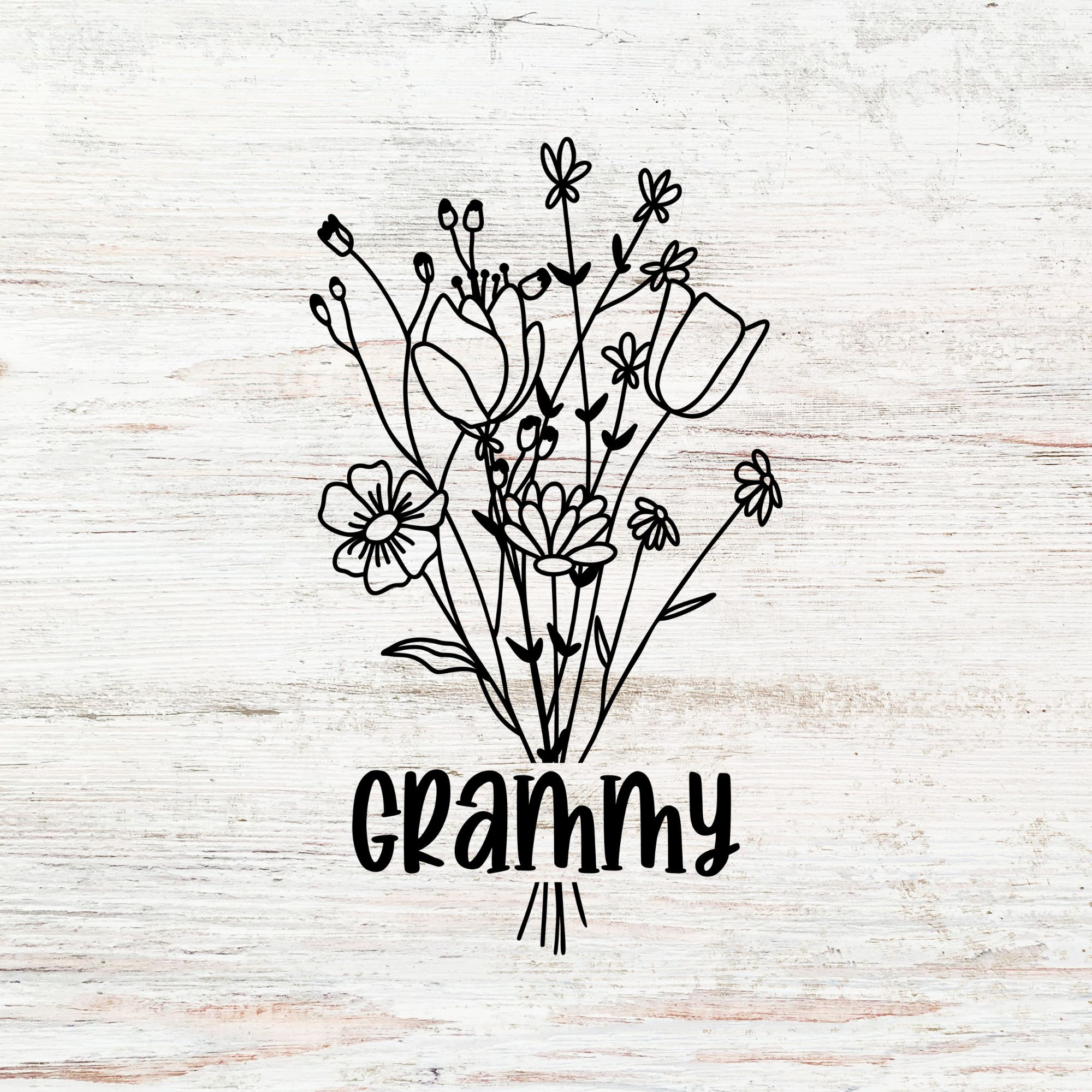 Grammy SVG Design, Grammy Cut File, Grammy SVG, Wildflower Bouquet SVG ...