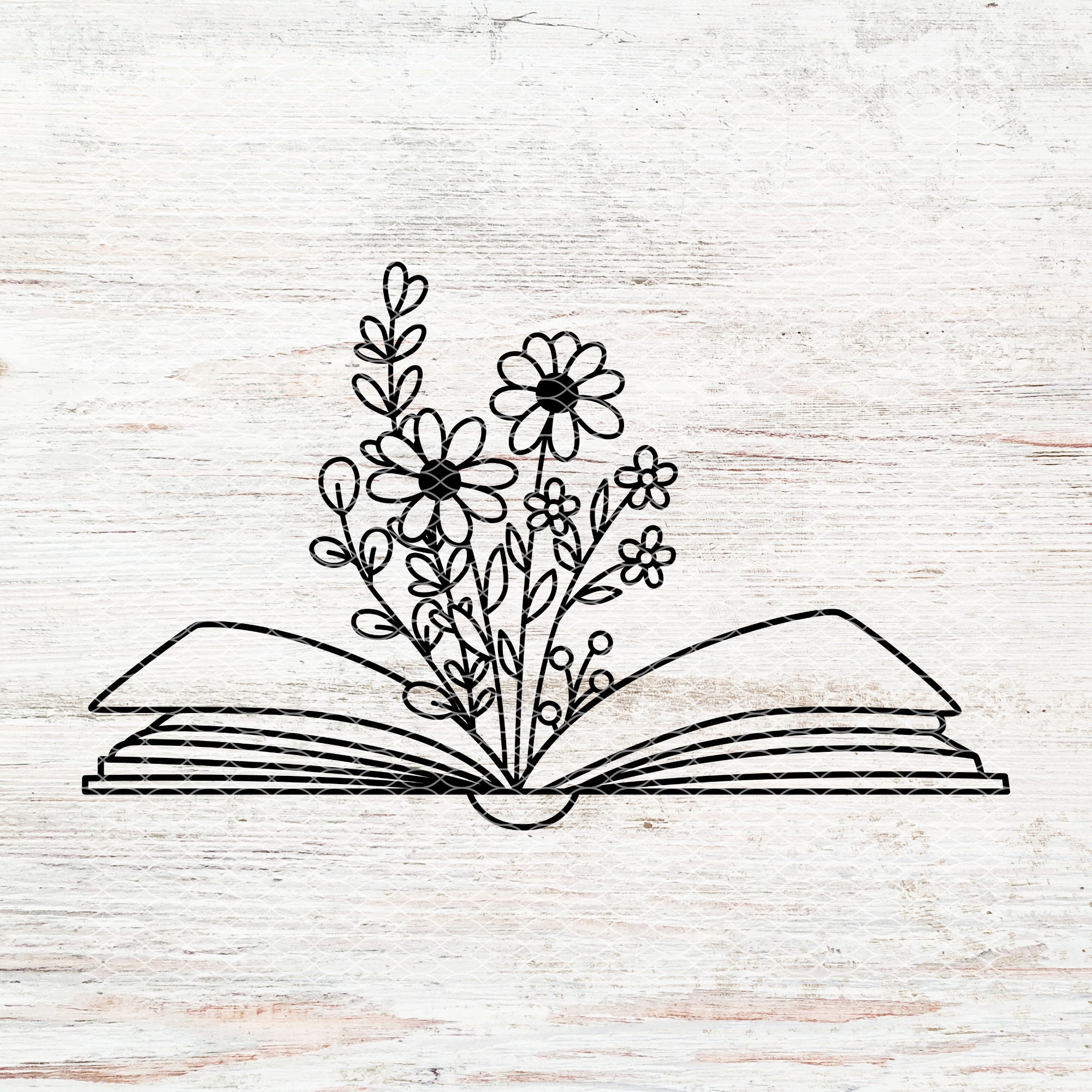 Floral Book SVG, Book With Flowers Svg, Reading Svg, Book SVG Design ...