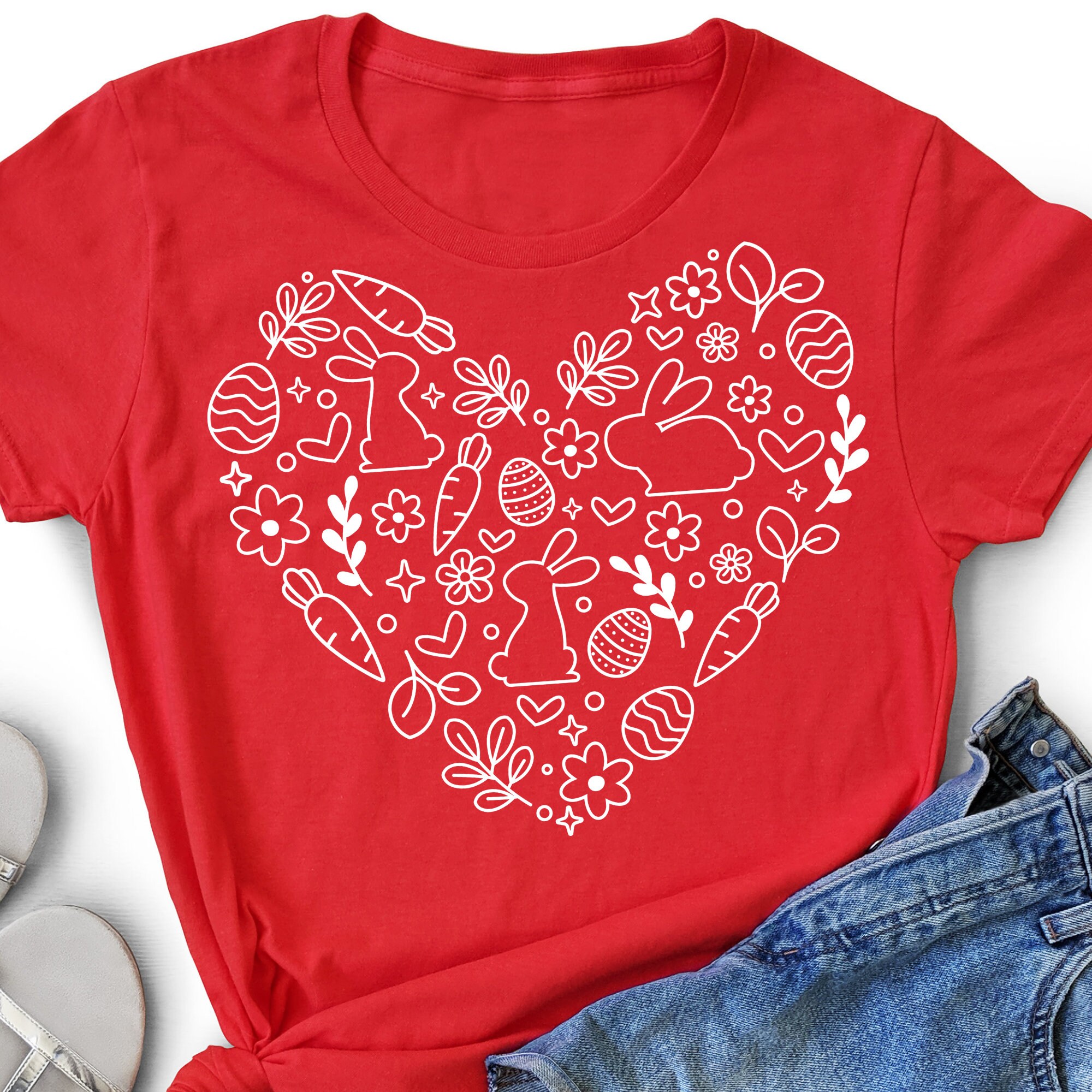 Easter Heart SVG, Easter Bunny Heart SVG, Floral Bunny Svg, Happy ...