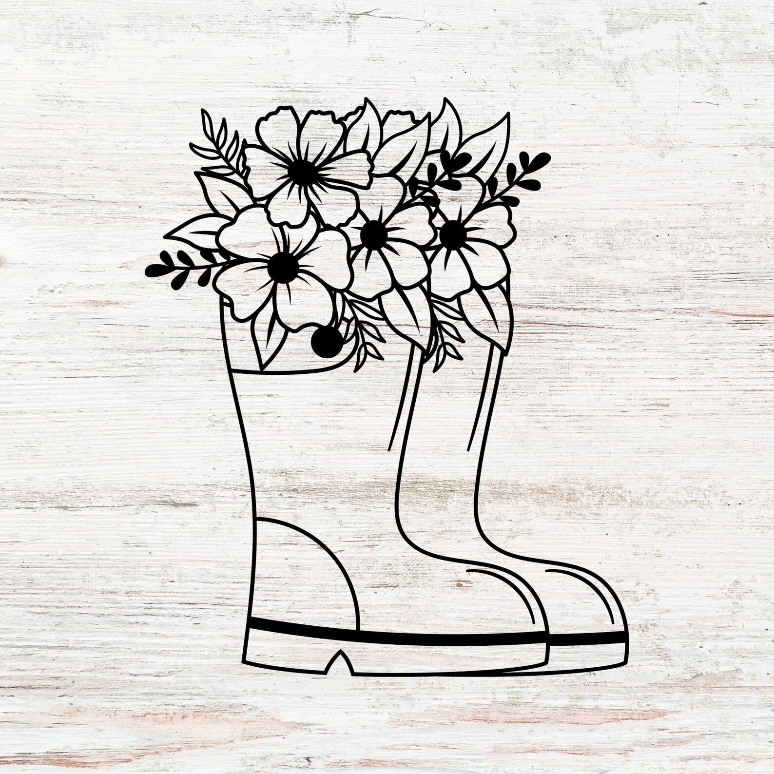 Rain Boots SVG, Rain Boots With Flowers SVG, Flowers Svg, Floral Rain ...
