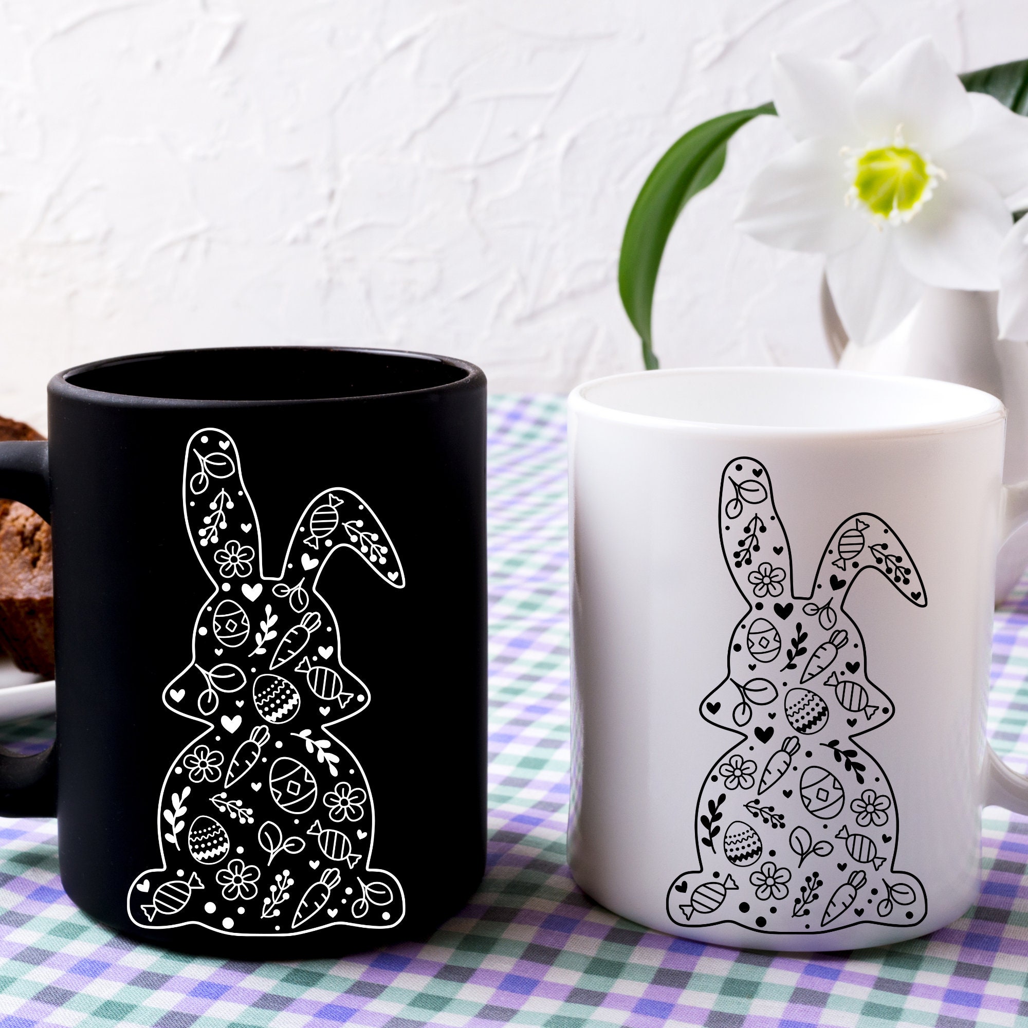 Easter Bunny Svg Floral Bunny Svg File Happy Easter Svg Etsy