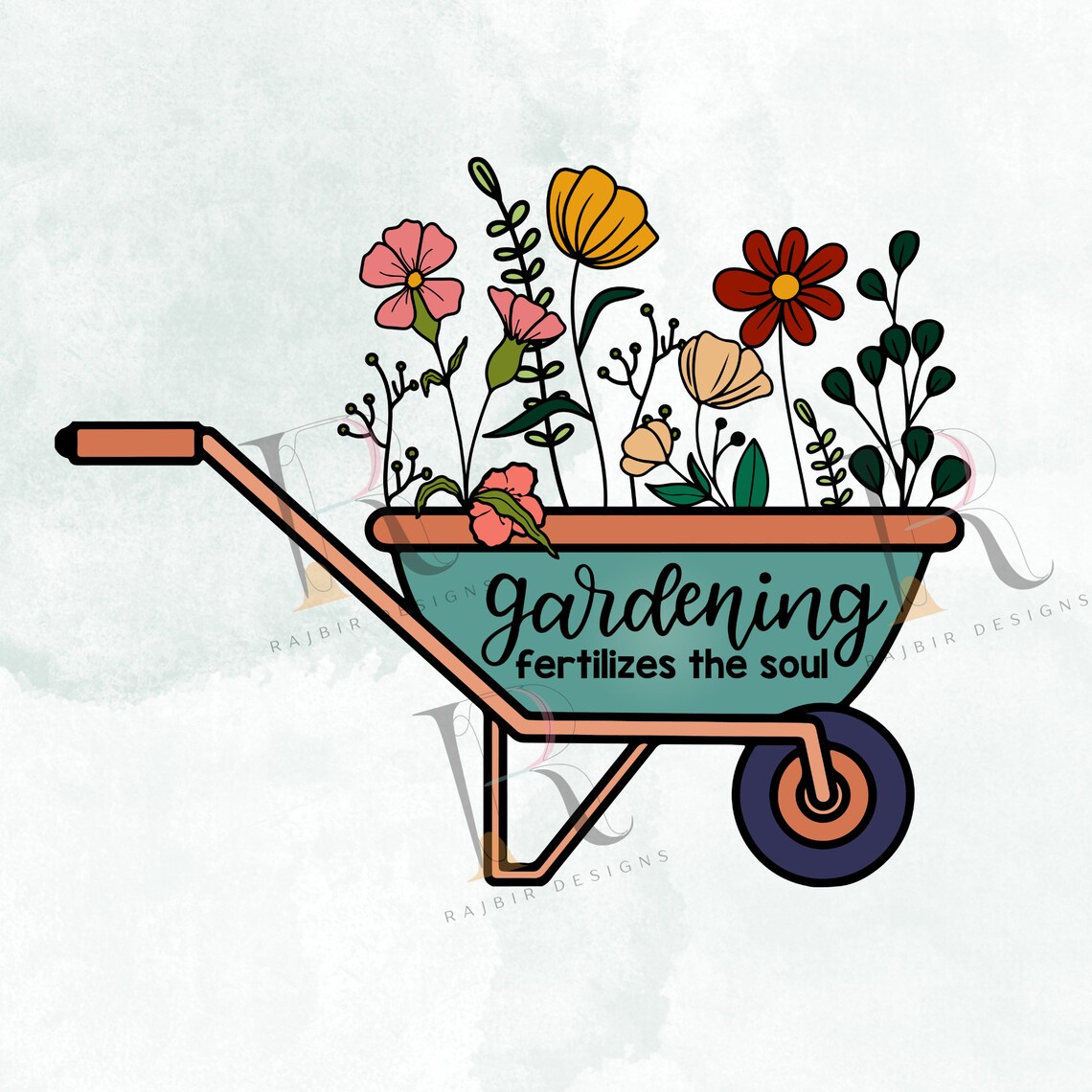 Wheelbarrow PNG, Floral Wheelbarrow, Flower Cart, Gardening Png, Flower ...