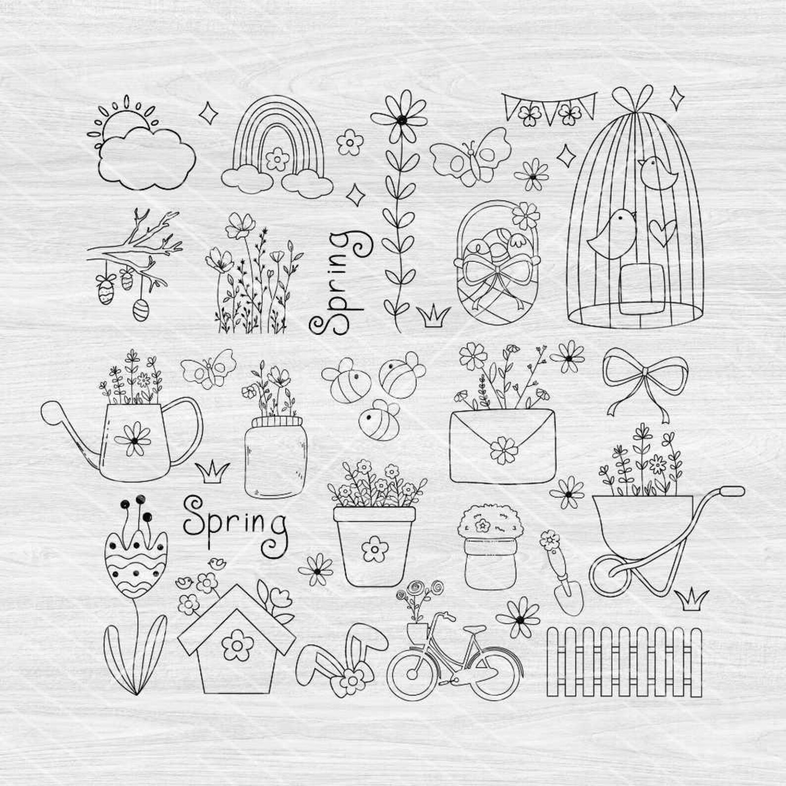 Spring SVG Bundle, Easter SVG, Spring Doodle Svg, Welcome Spring Svg ...