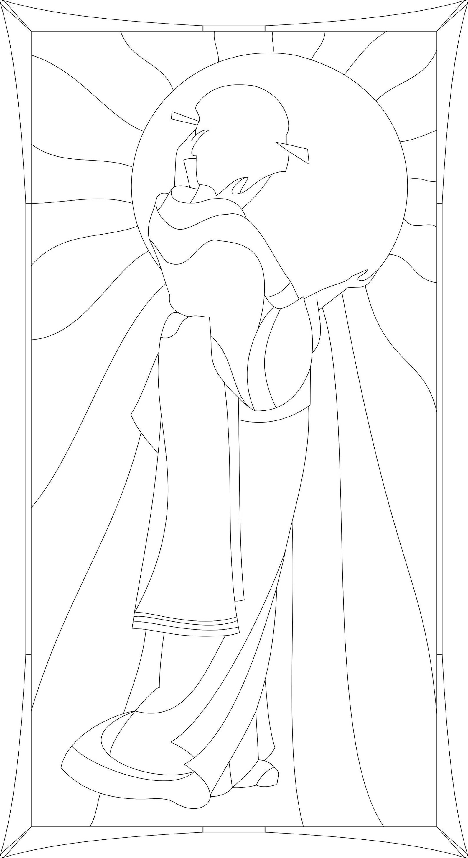 Japanese Geisha Stained Glass Pattern Svg File - Etsy