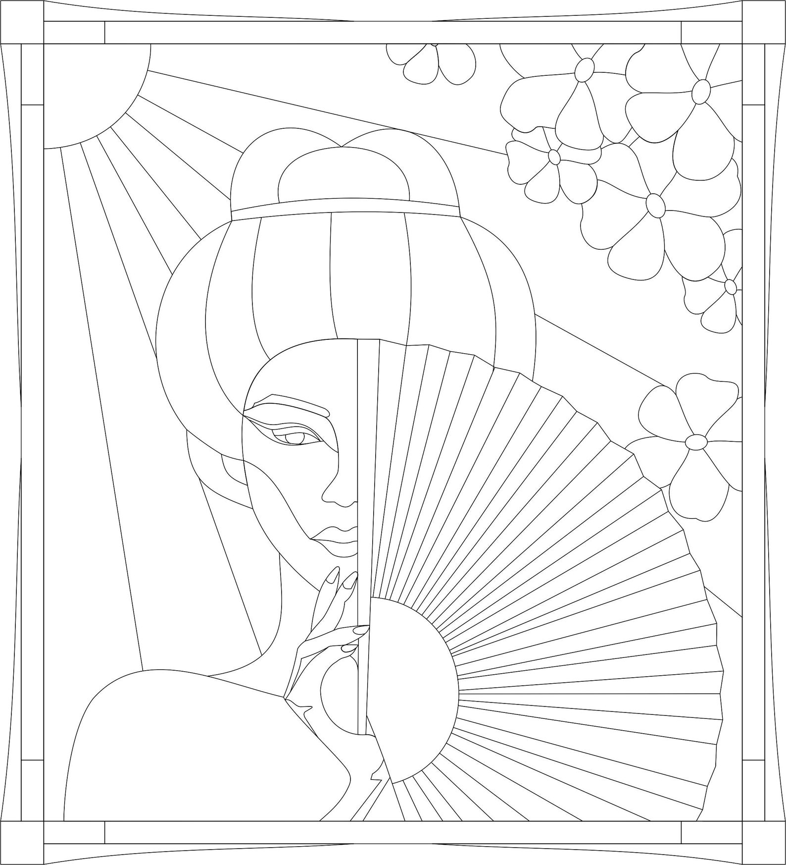 Geisha Stained Glass Pattern Svg File - Etsy
