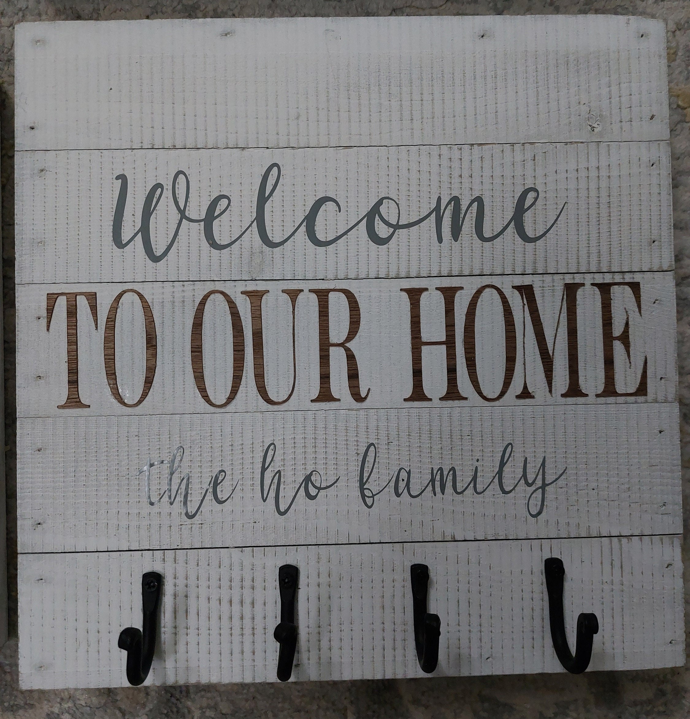Custom Welcome, Home Sweet Home Sign With Key Hook - Etsy