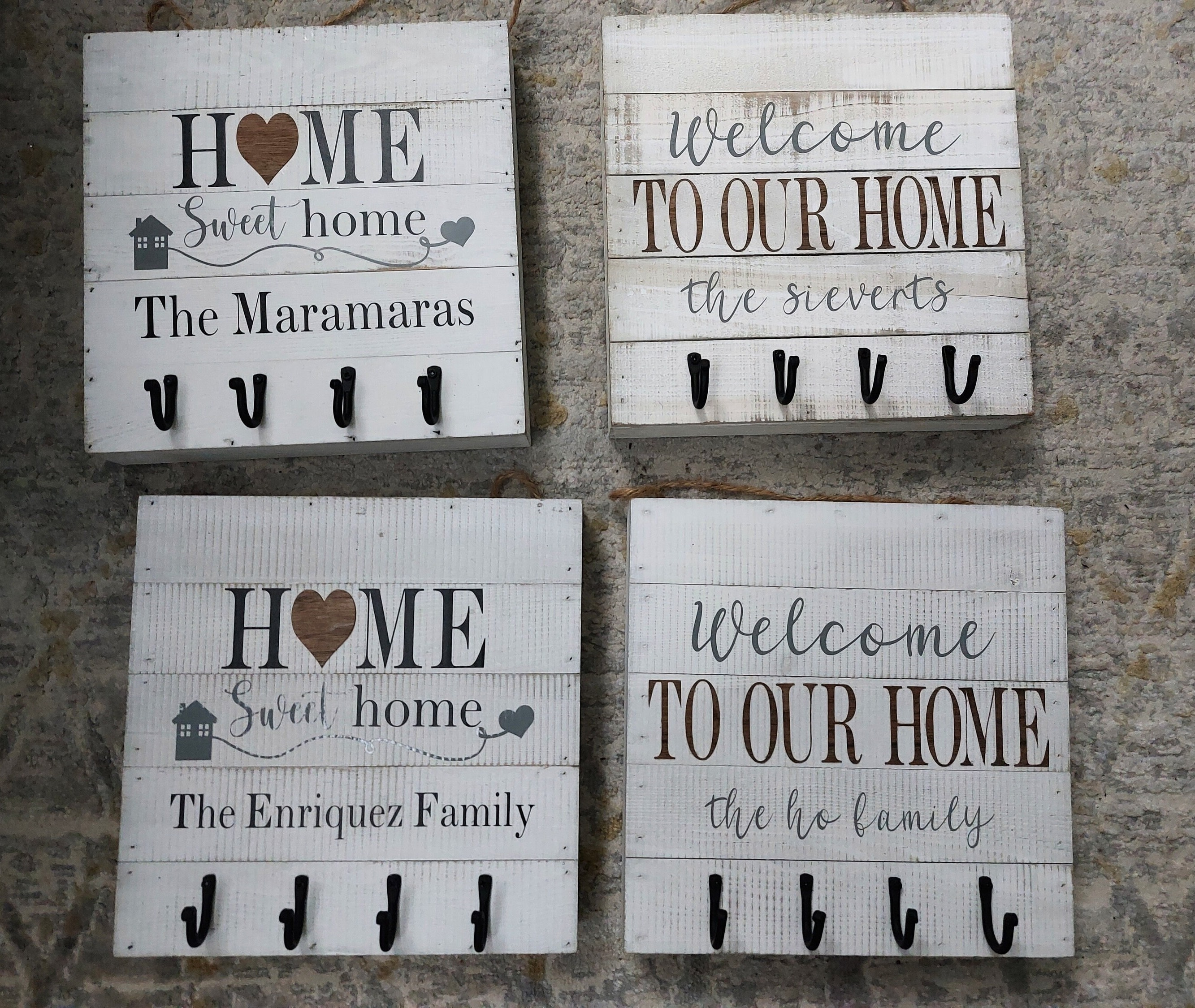 Custom Welcome, Home Sweet Home Sign With Key Hook - Etsy