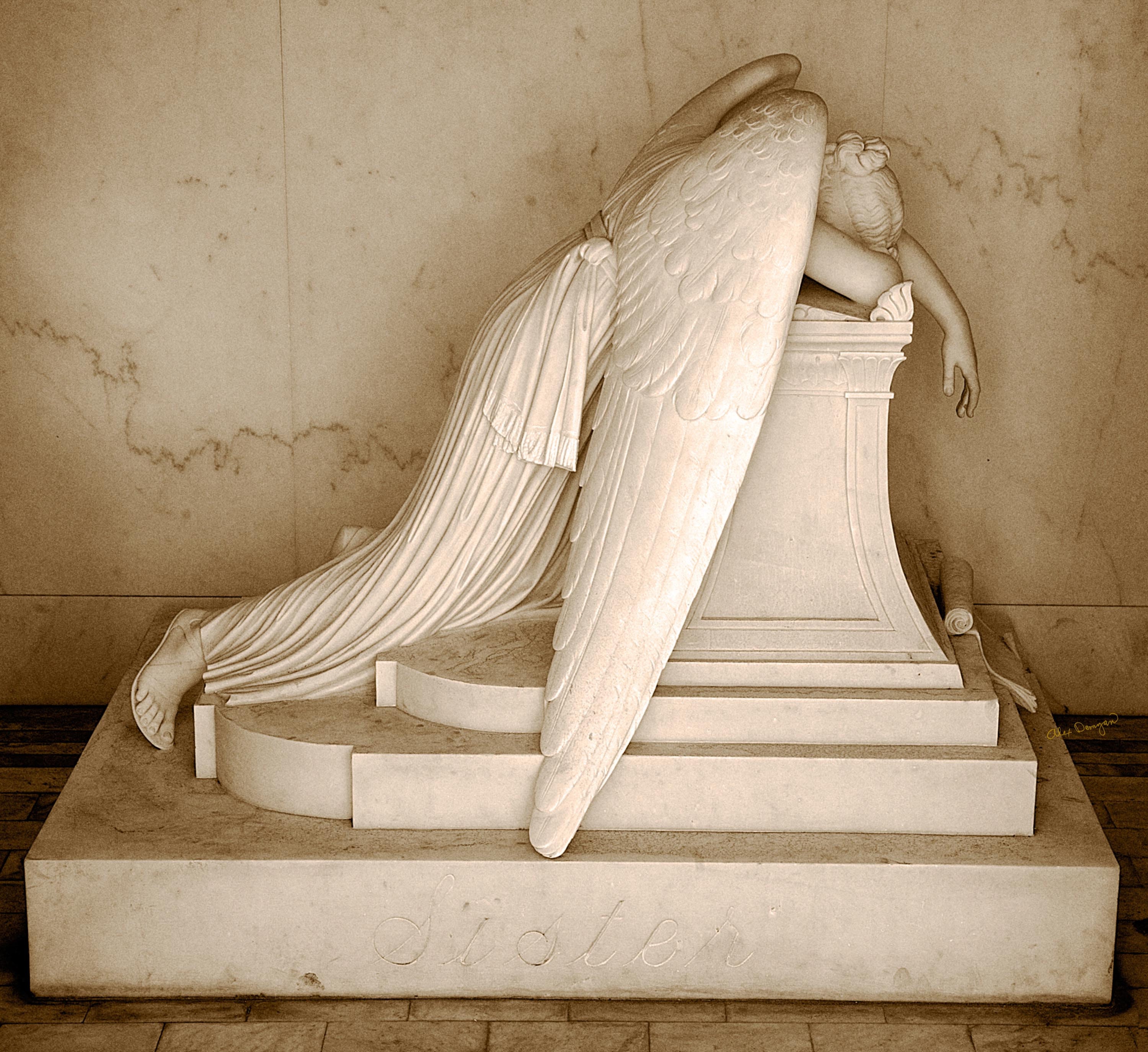 Grieving Angel Photo, Angel Tomb, New Orleans Cemetery, Sepia ...