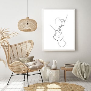 Couple Line Drawing Face Line Art Line Art Couple Printable Art Couple ...