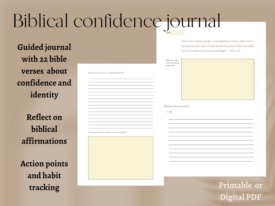 Prayer Journal Printable Bible Study Guide Confidence Journal Digital ...