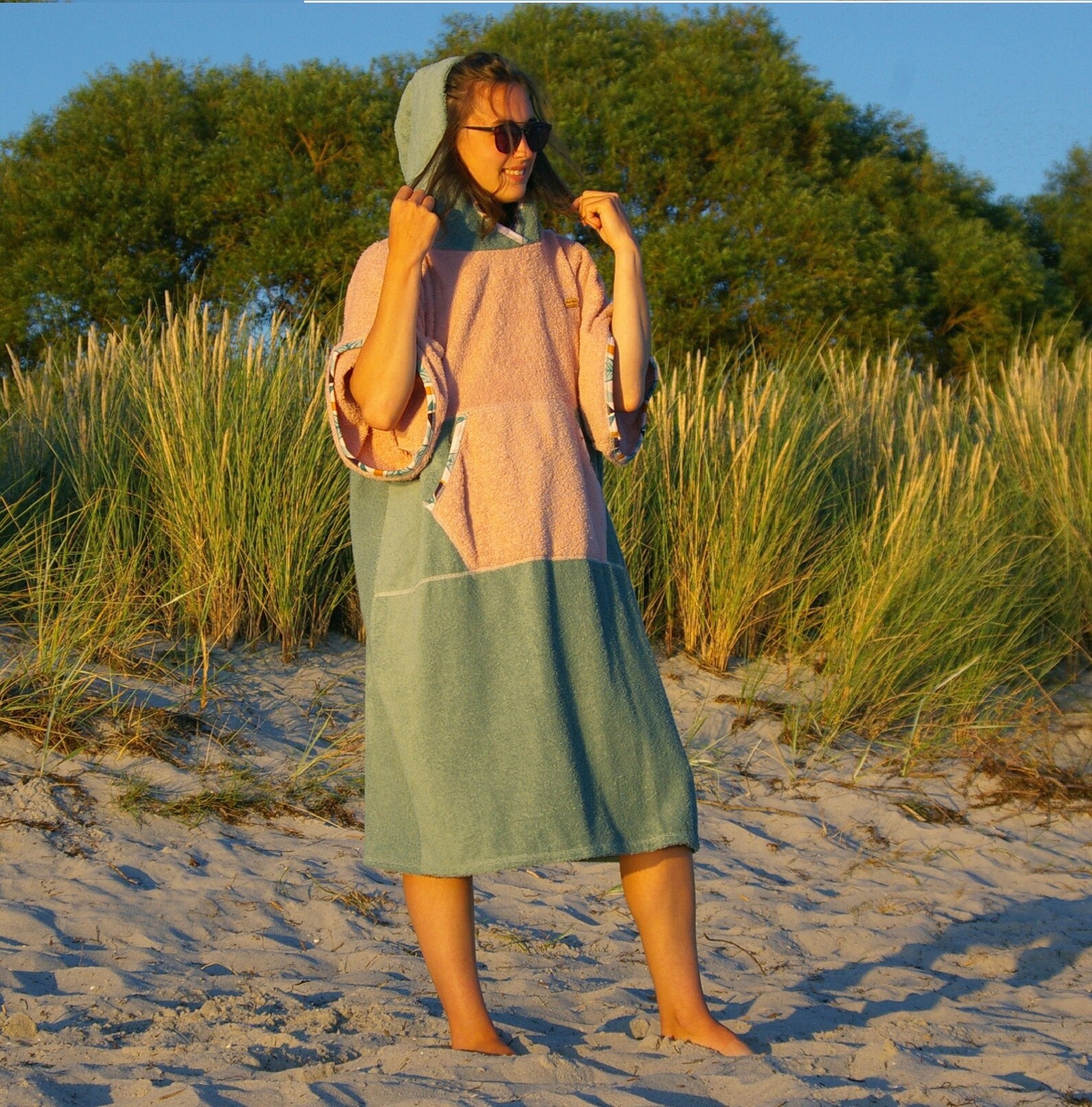 Beach Poncho Green Sage Surf Poncho 100 % Cotton Swim Parka | Etsy