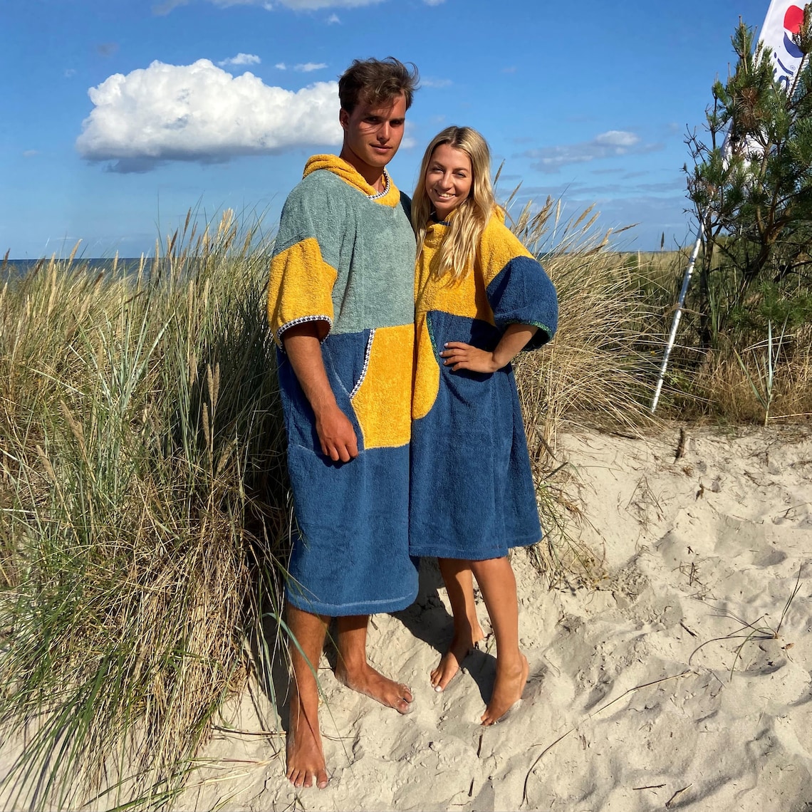 Surf Towel Poncho 100 % Cotton Sun and Sea Hooded Towel Swim Parka ...