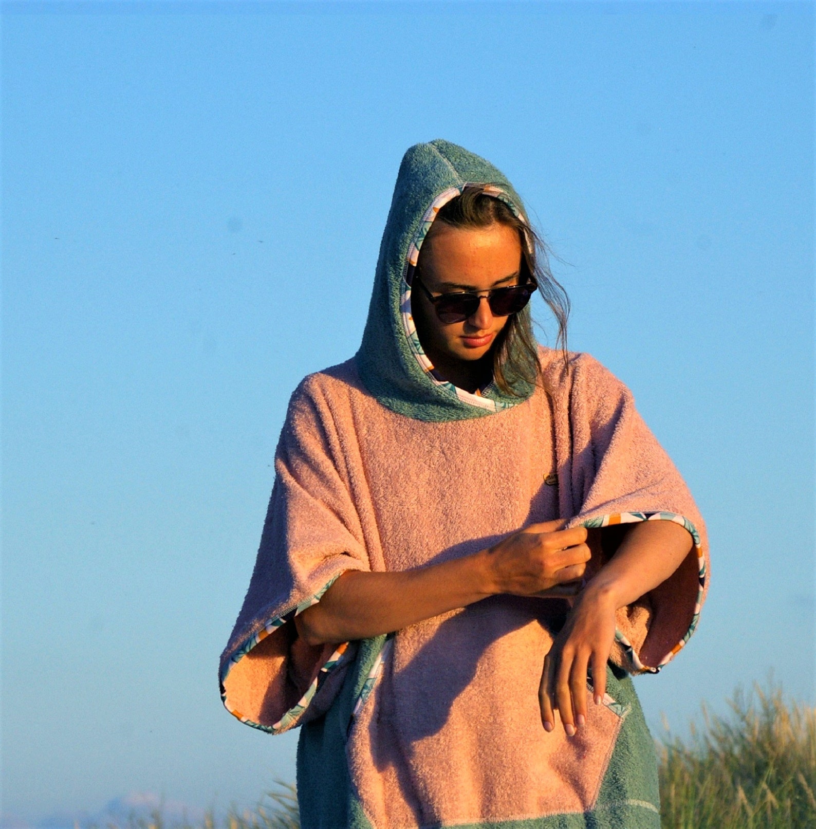 Beach Poncho Green Sage Surf Poncho 100 % Cotton Swim Parka Female ...