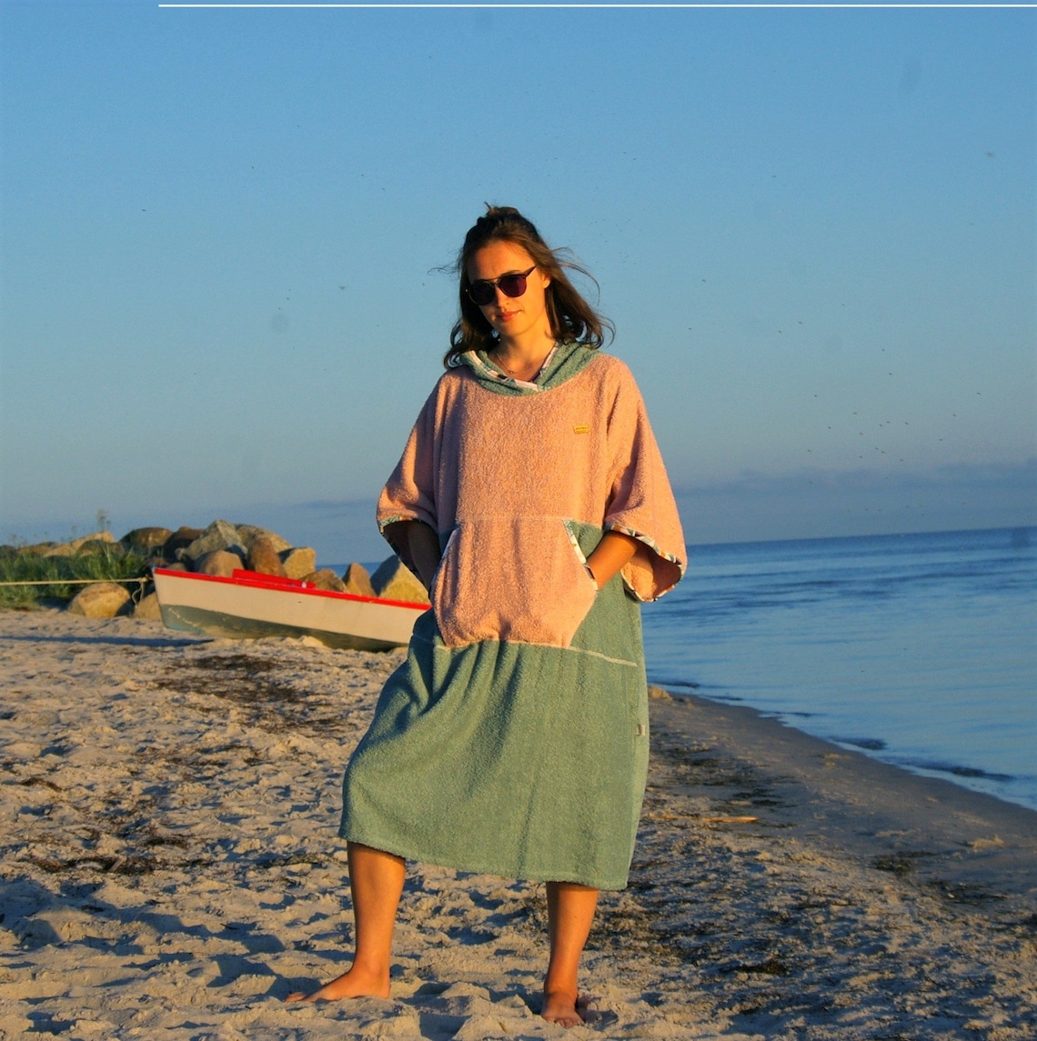 Beach Poncho Green Sage Surf Poncho 100 % Cotton Swim Parka | Etsy