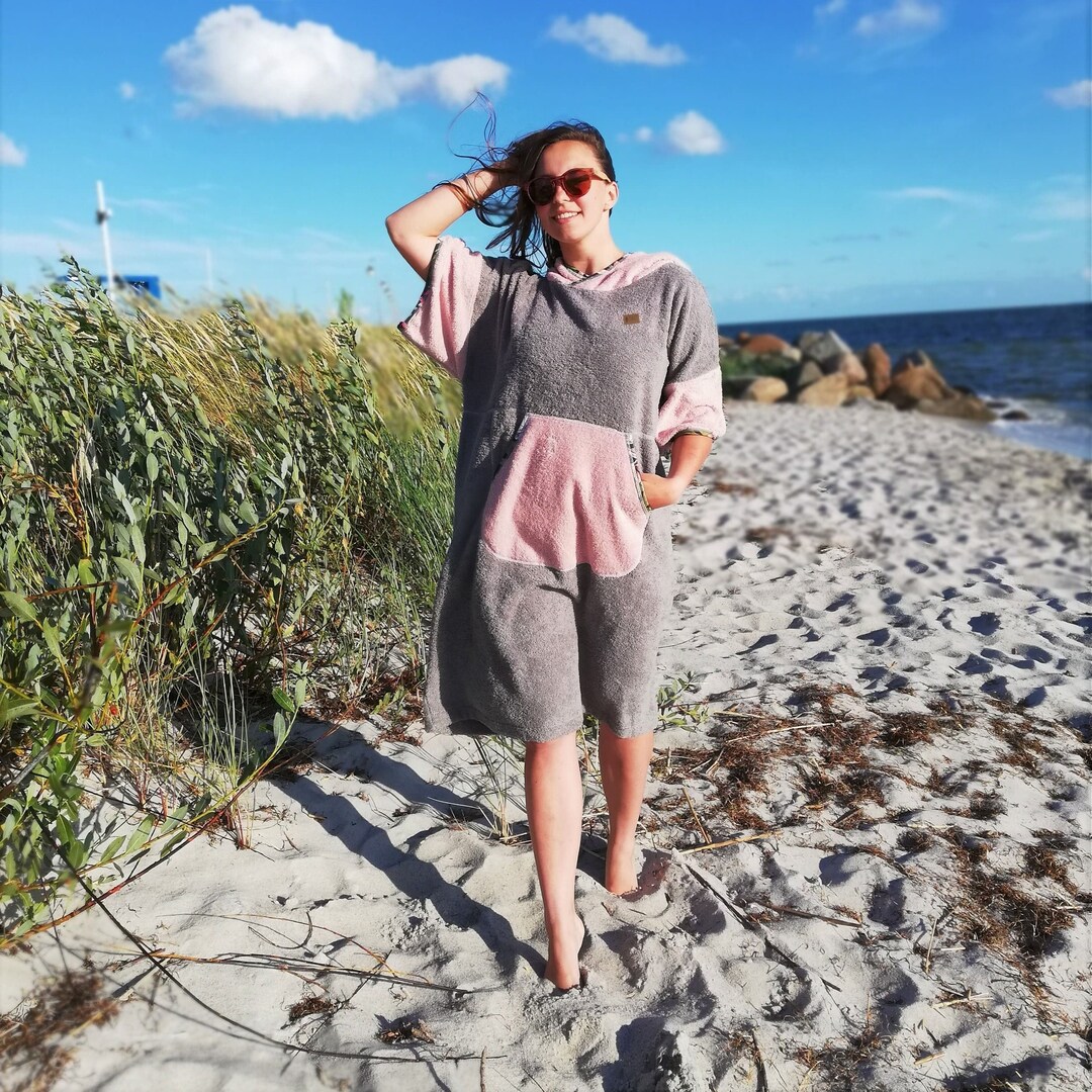 Hooded Cotton Changing Poncho | Surf Robe, Swim Parka - Etsy