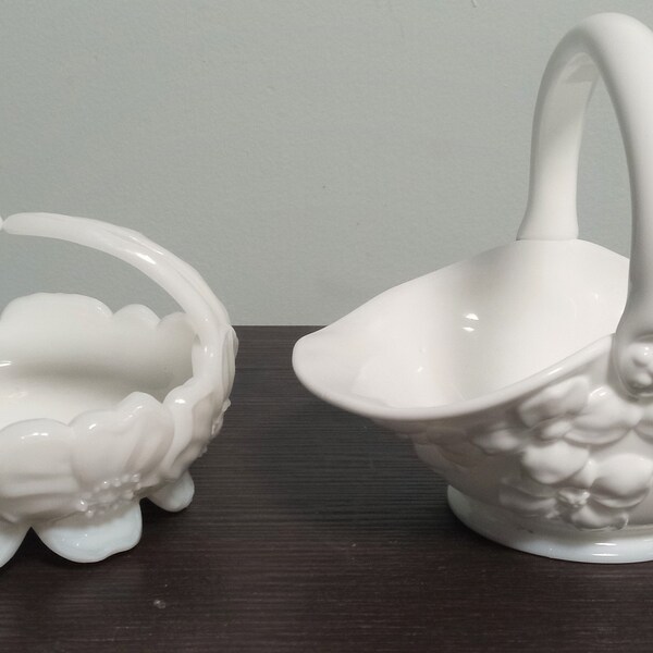 Milk Glass Basket - Etsy