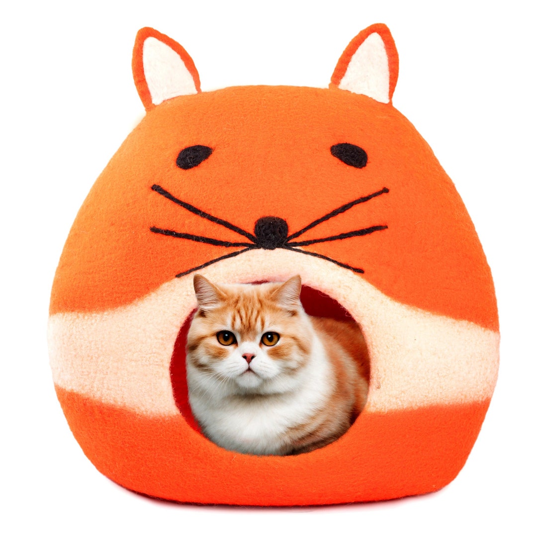 Fox Cat Gift, Cat Basket, Wool Cat Cave, Felted Cat Bed, Felt Cat House ...