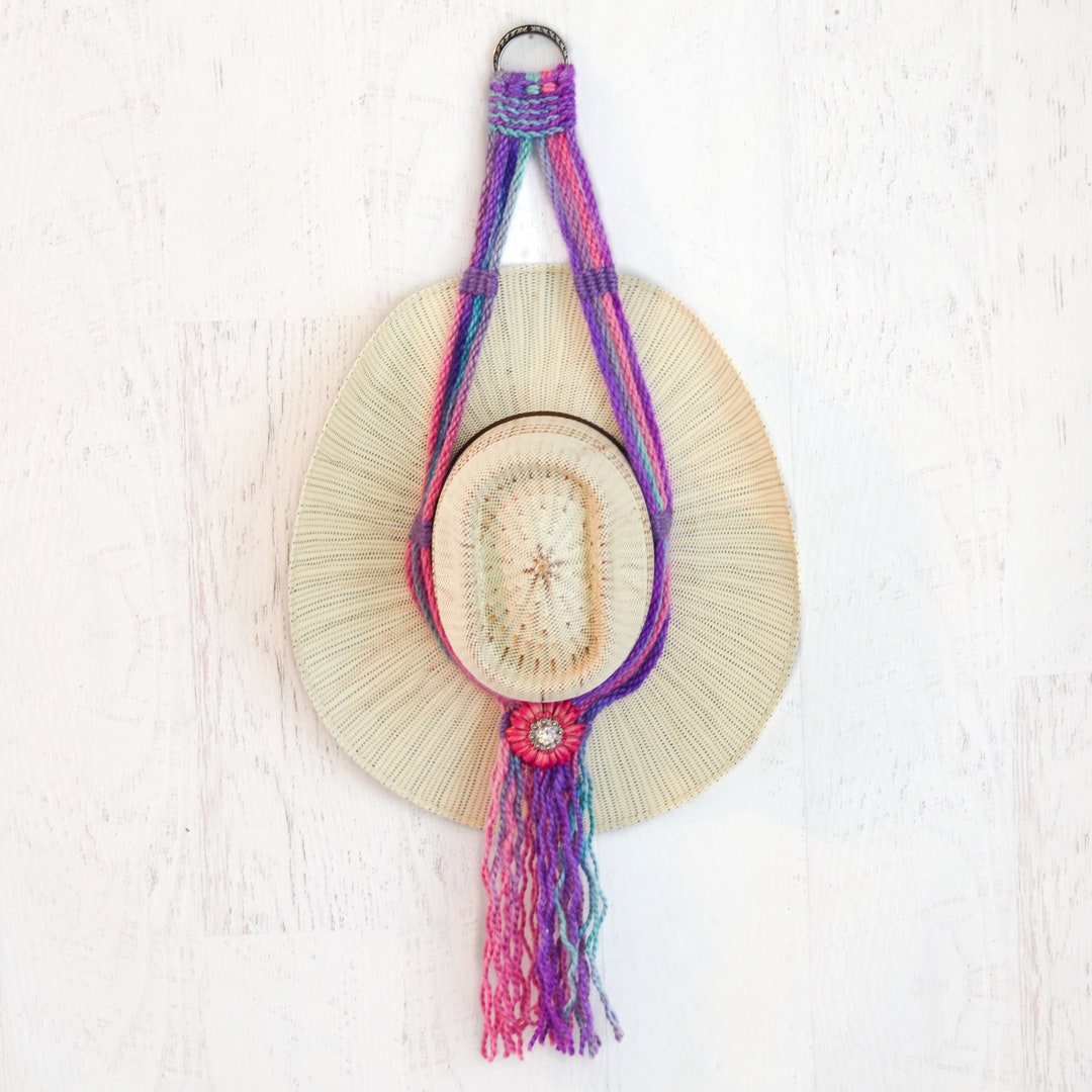 Cotton Candy Mohair Hat Hanger With Leather Flower Concho - Etsy