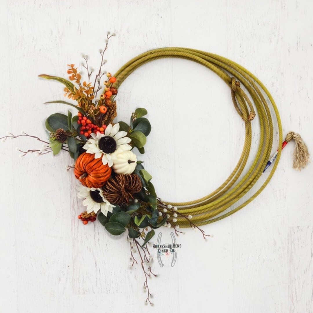 White Sunflower Upcycled Lariat Rope Wreath - Etsy