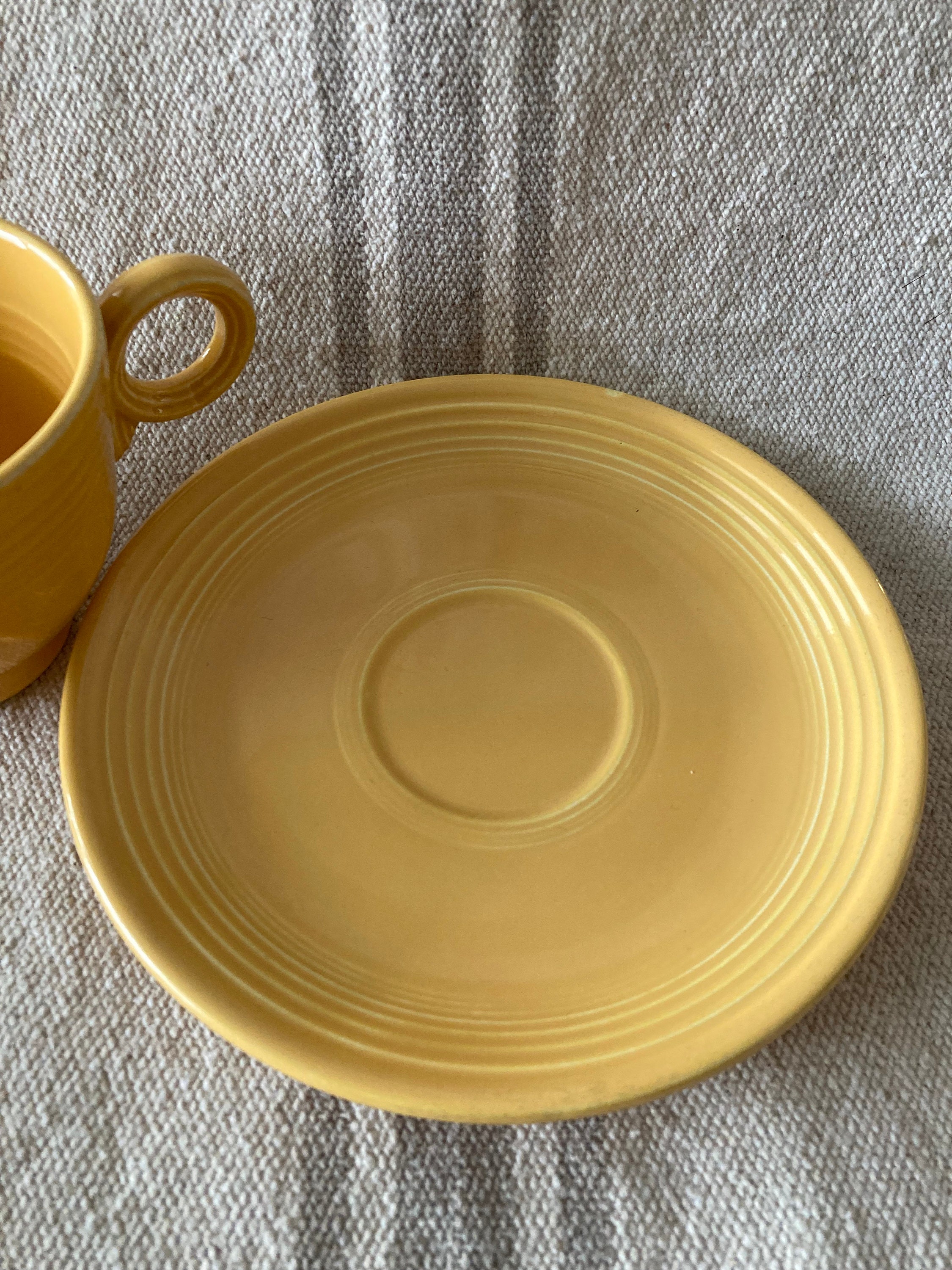 Vintage Yellow Fiesta Tea Cup and Saucer: Homer Laughlin Display Piece ...