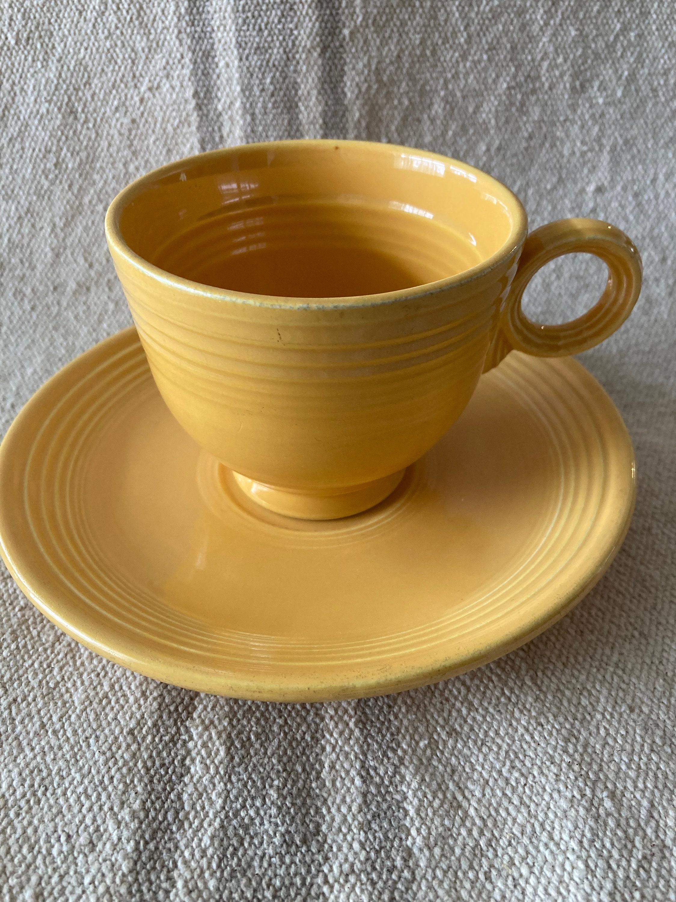 Vintage Yellow Fiesta Tea Cup and Saucer: Homer Laughlin Display Piece ...